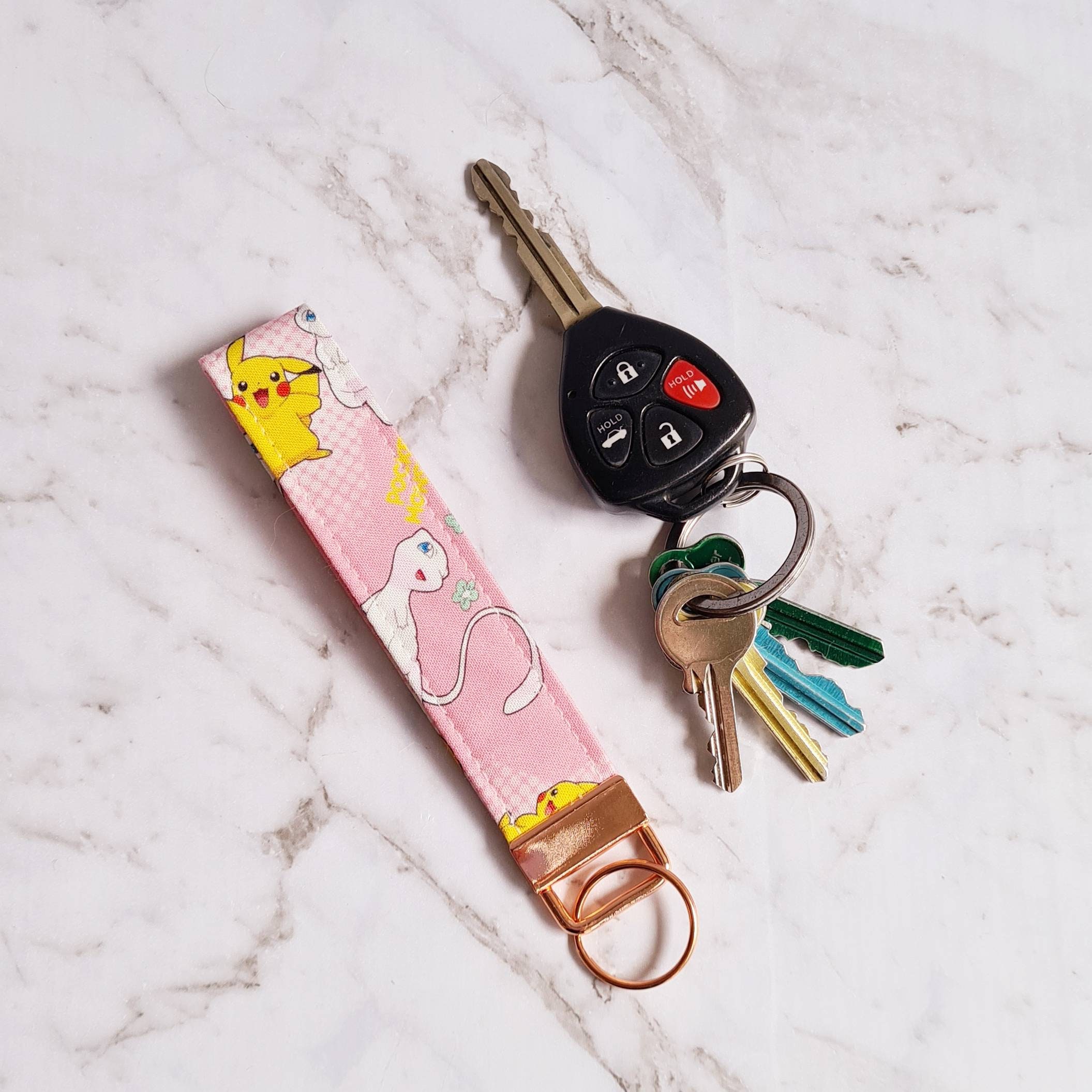 Mew Key Fob/mew Wristlet/pokémon Wristlet/keychain for | Etsy