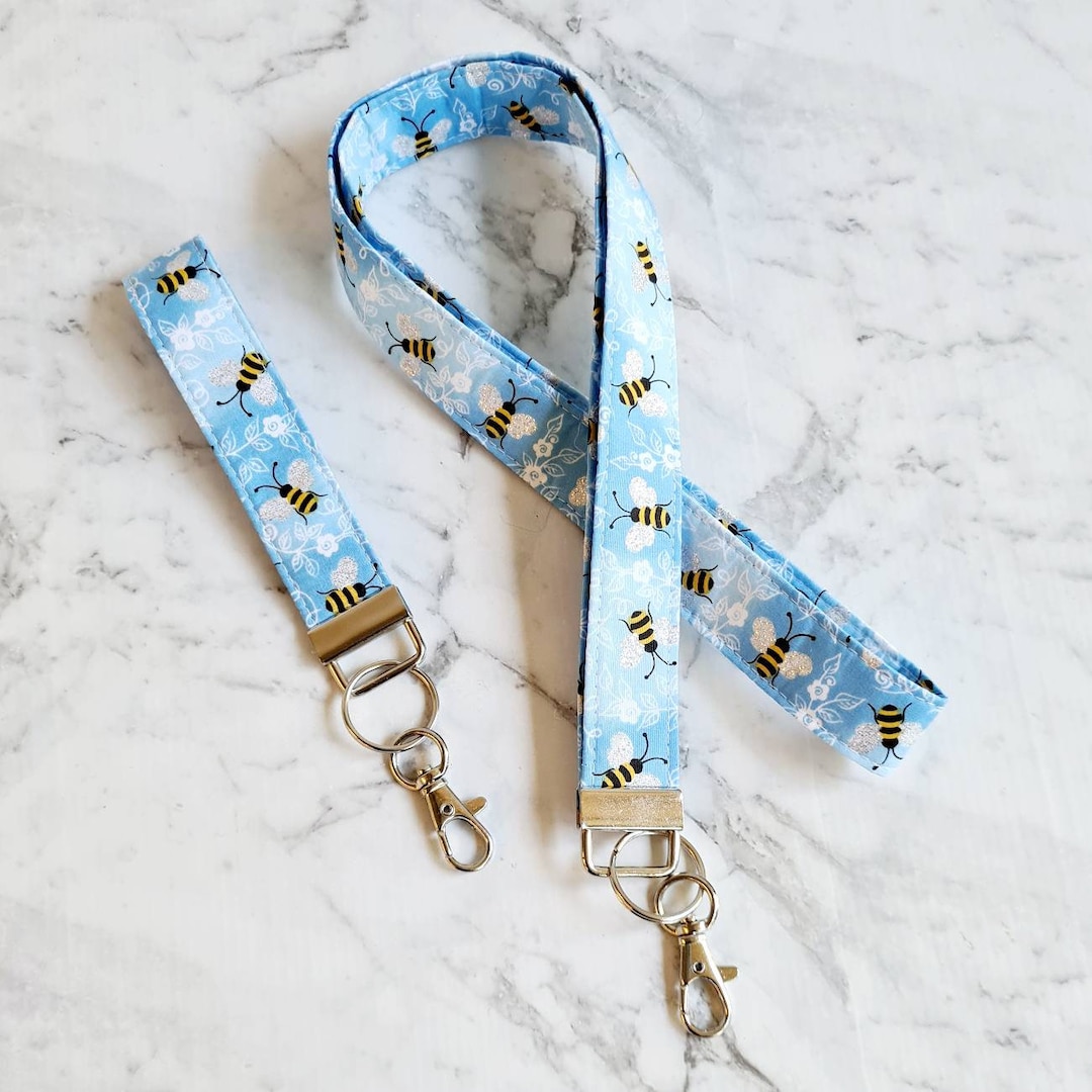 Key Fob/lanyard/bees With Glitter Lanyard/bee Key Fob/bees - Etsy UK