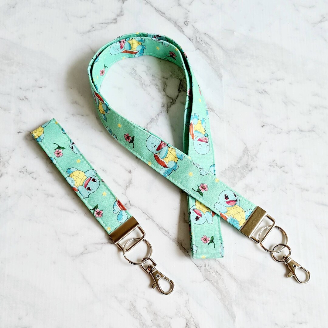 Gamer Lanyard or Key Fob: Green Cotton, Silver Hardware With Optional ...