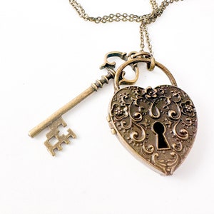 Key to My Heart Lock and Key Heart Locket Antique Bronze, Filigree ...