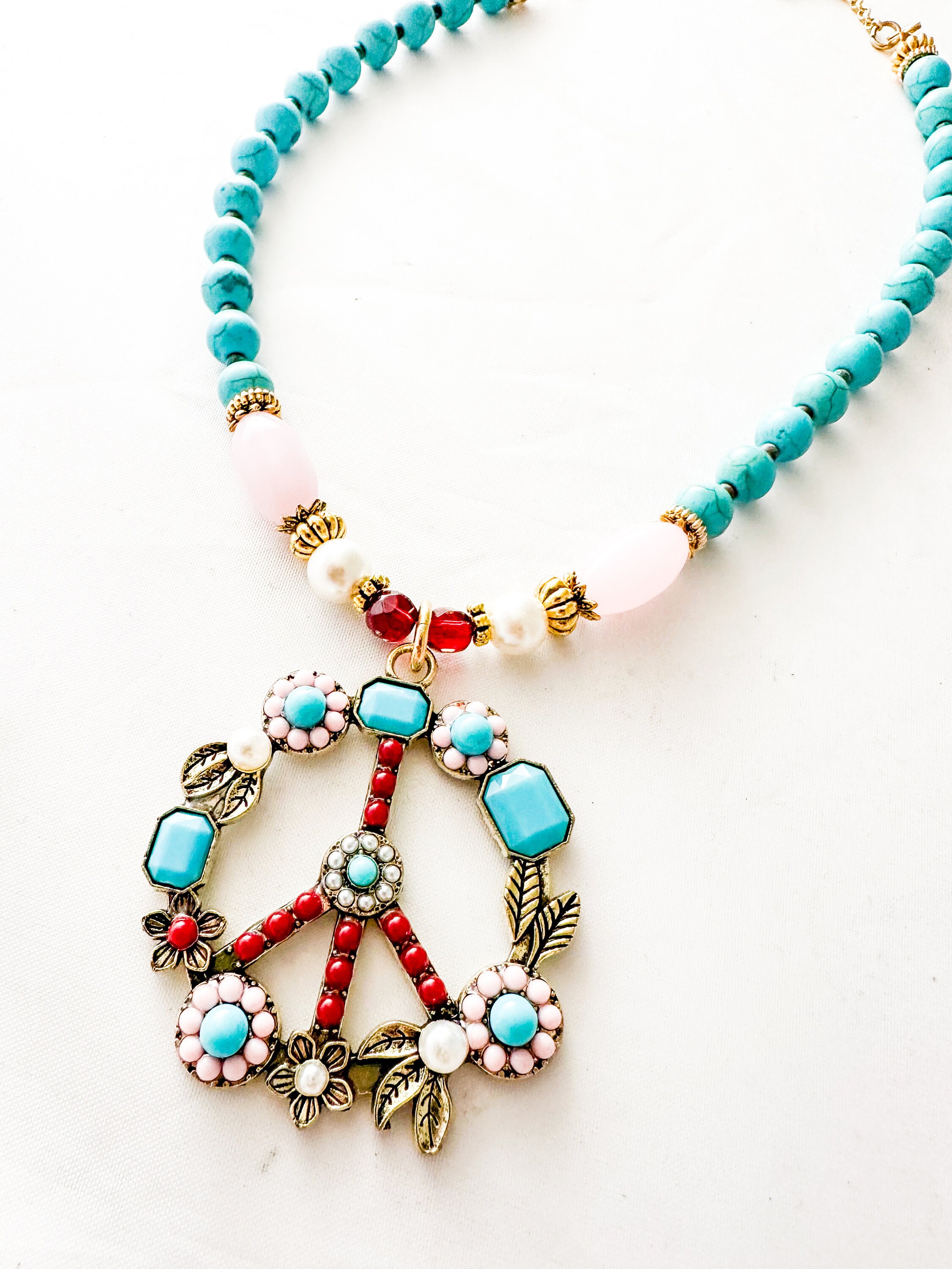 Peace Sign Pendant Gold Peace Sign Colorful Peace Sign Necklace Peace ...