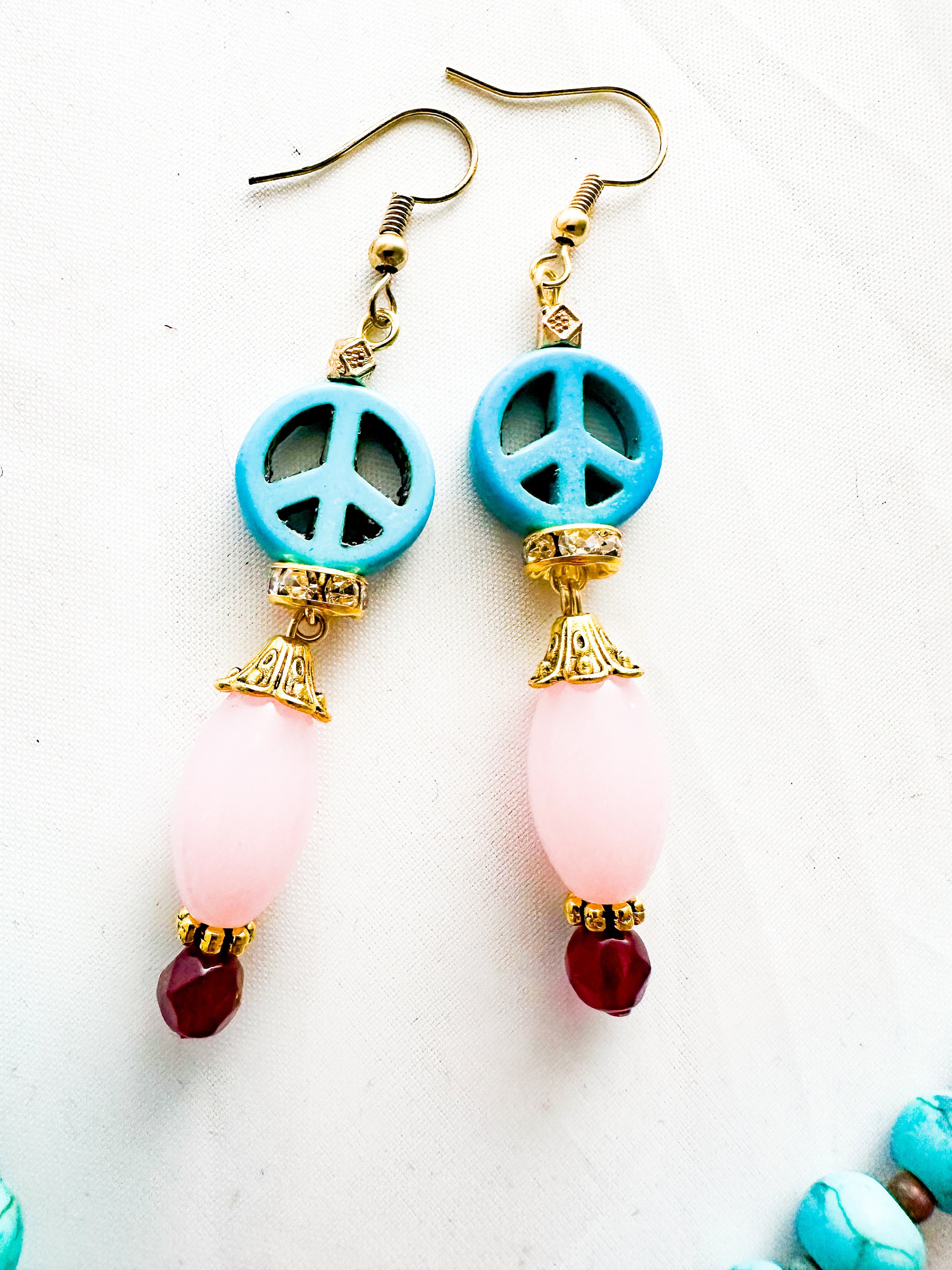 Peace Sign Pendant Gold Peace Sign Colorful Peace Sign Necklace Peace ...