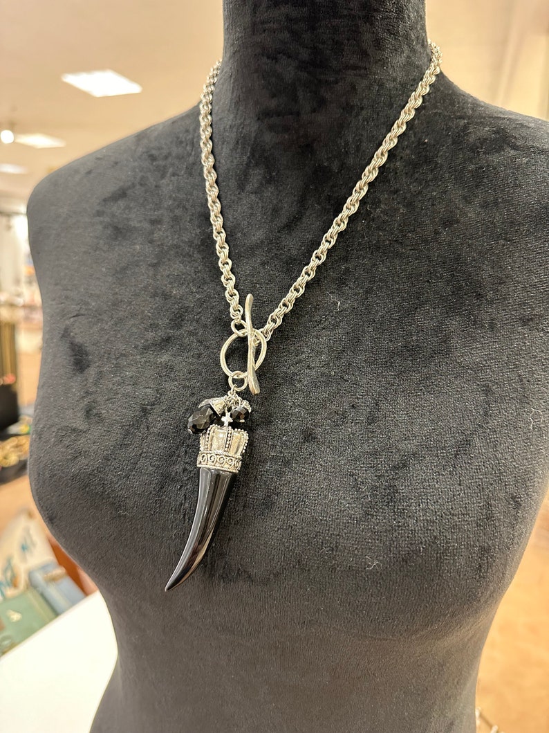 Silver Unisex Jewelry Shark Tooth Black Tooth Midevil Rocker Punk ...