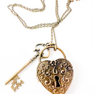 Key to My Heart Lock and Key Heart Locket Antique Bronze, Filigree ...