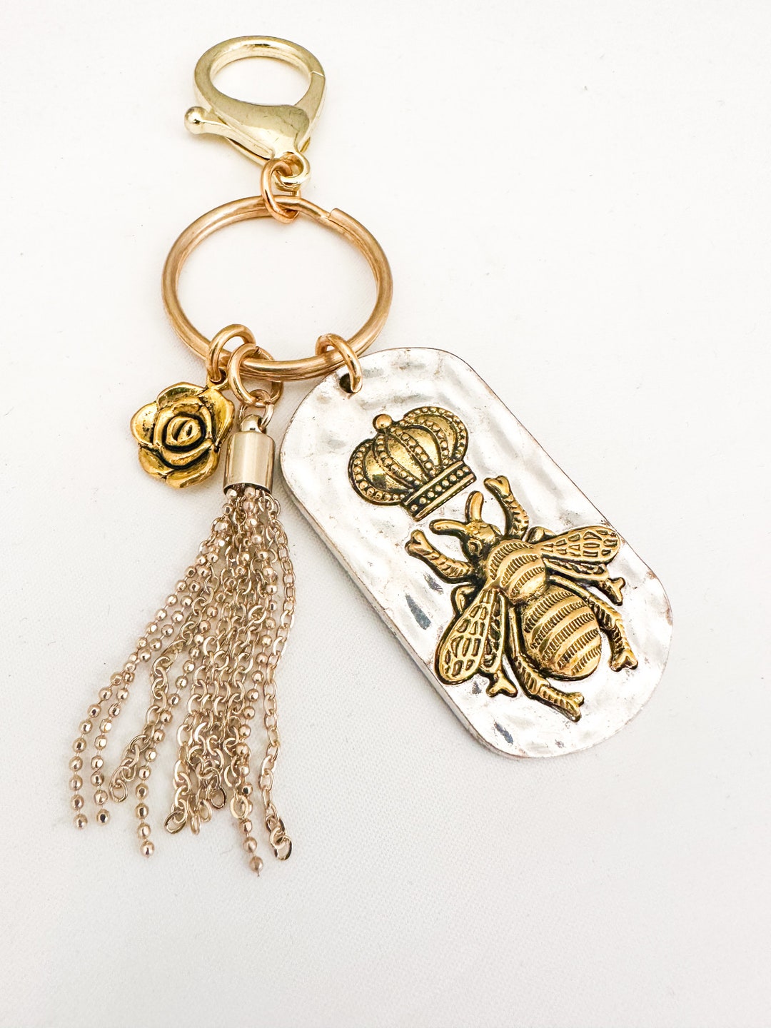Silver and Gold Queen Bee Keychain - Etsy