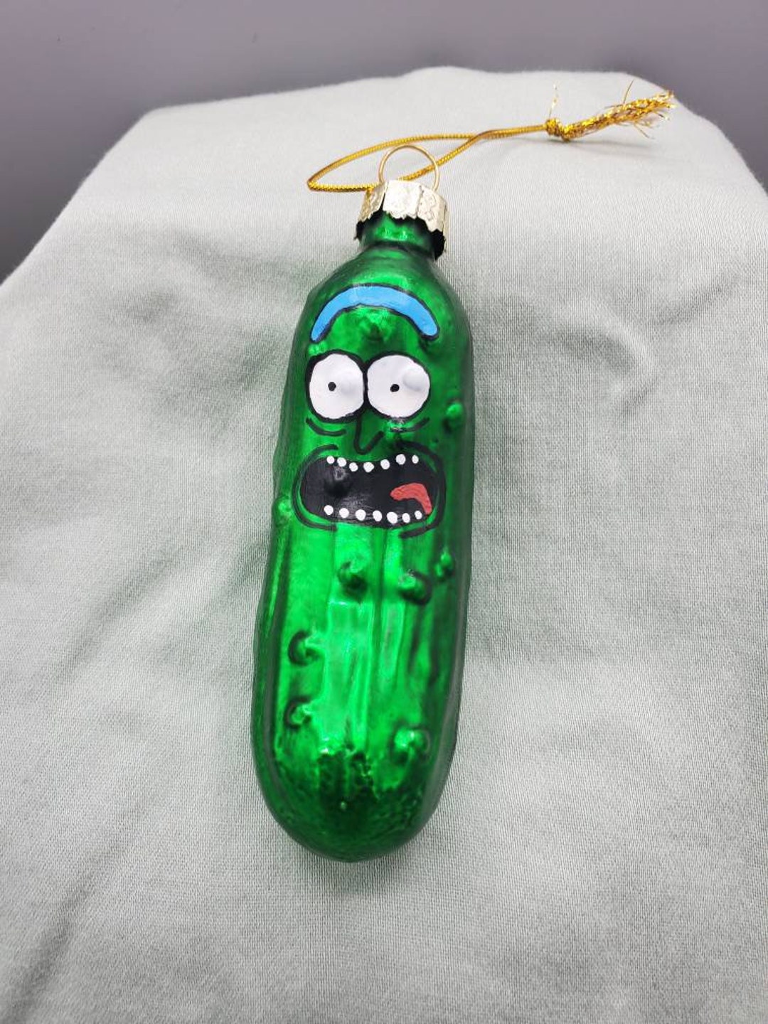 Pickle Rick Christmas Tree Glass Ornaments, Hand Painted, 4", Rick and ...