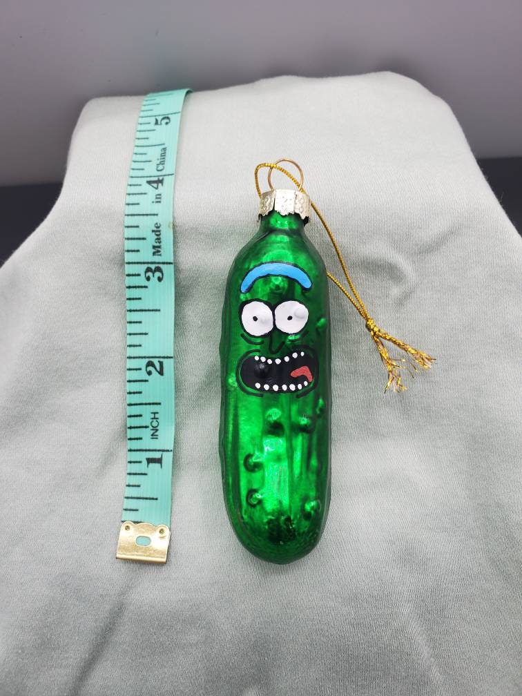 Pickle Rick Christmas Tree Glass Ornaments, Hand Painted, 4", Rick and ...