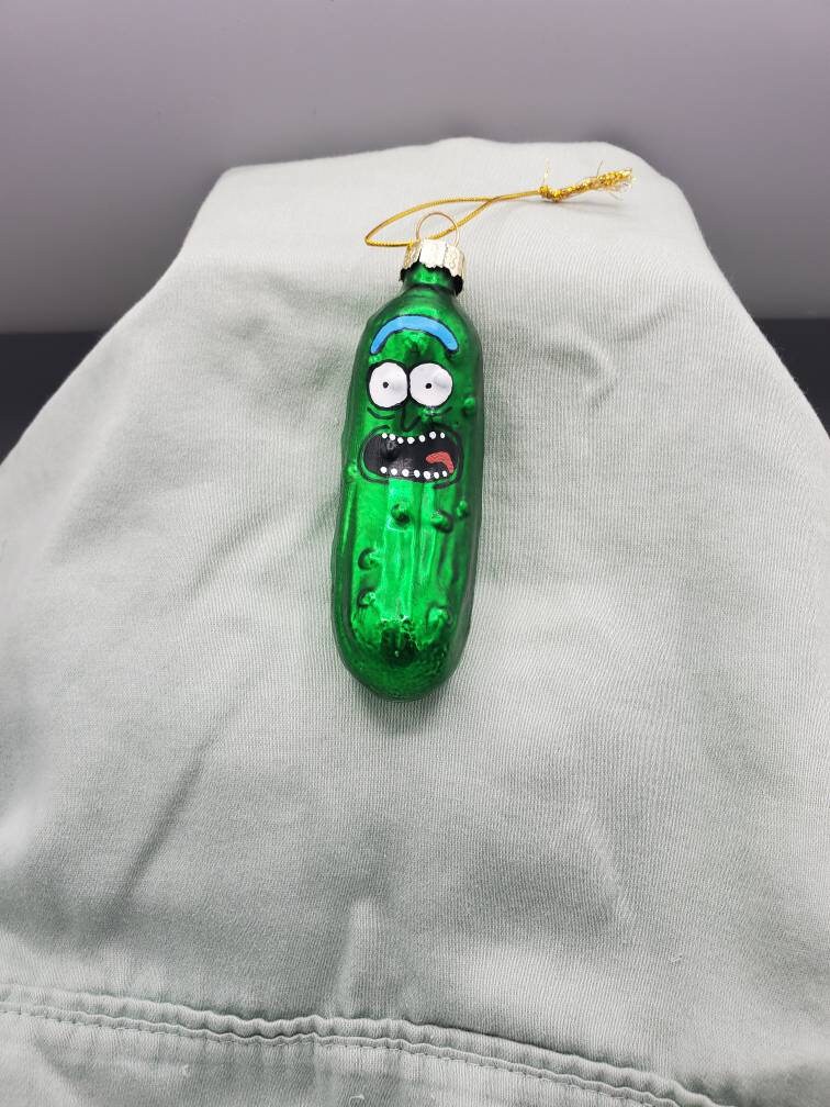 Pickle Rick Christmas Tree Glass Ornaments, Hand Painted, 4", Rick and ...