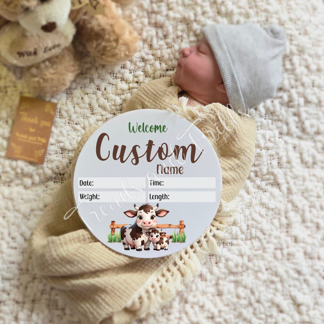 Birth Announcement Sign Baby Announcement Newborn Plaque New Baby Photo ...