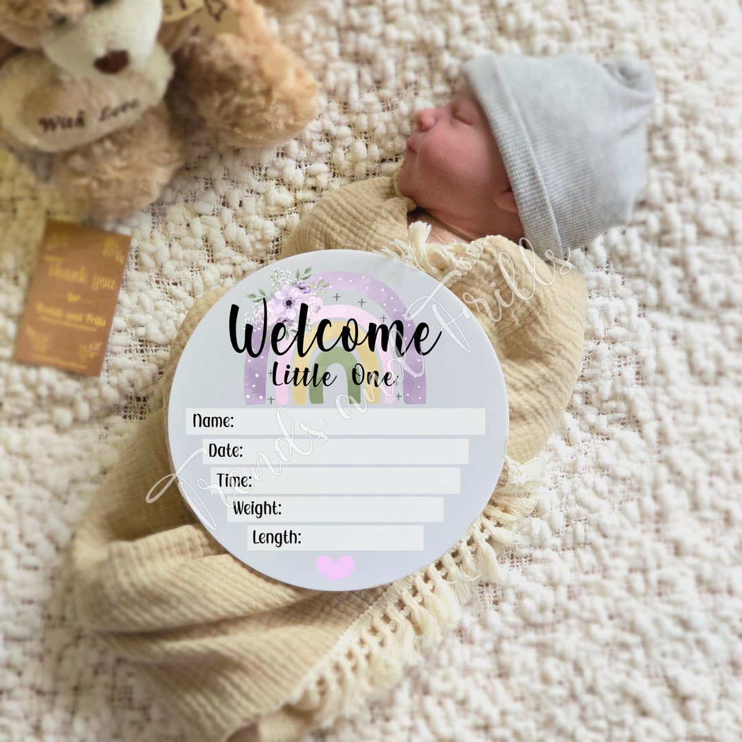 Birth Announcement Sign Baby Announcement Newborn Plaque New Baby Photo ...