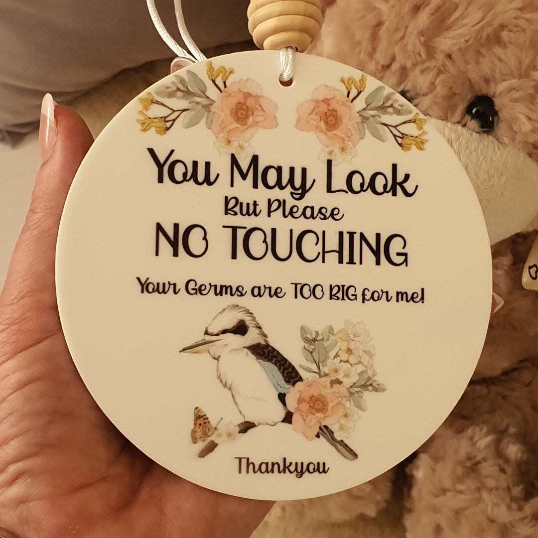 Baby Pram / Stroller / Bassinet Full Colour Clip-on Do Not Touch Germ ...