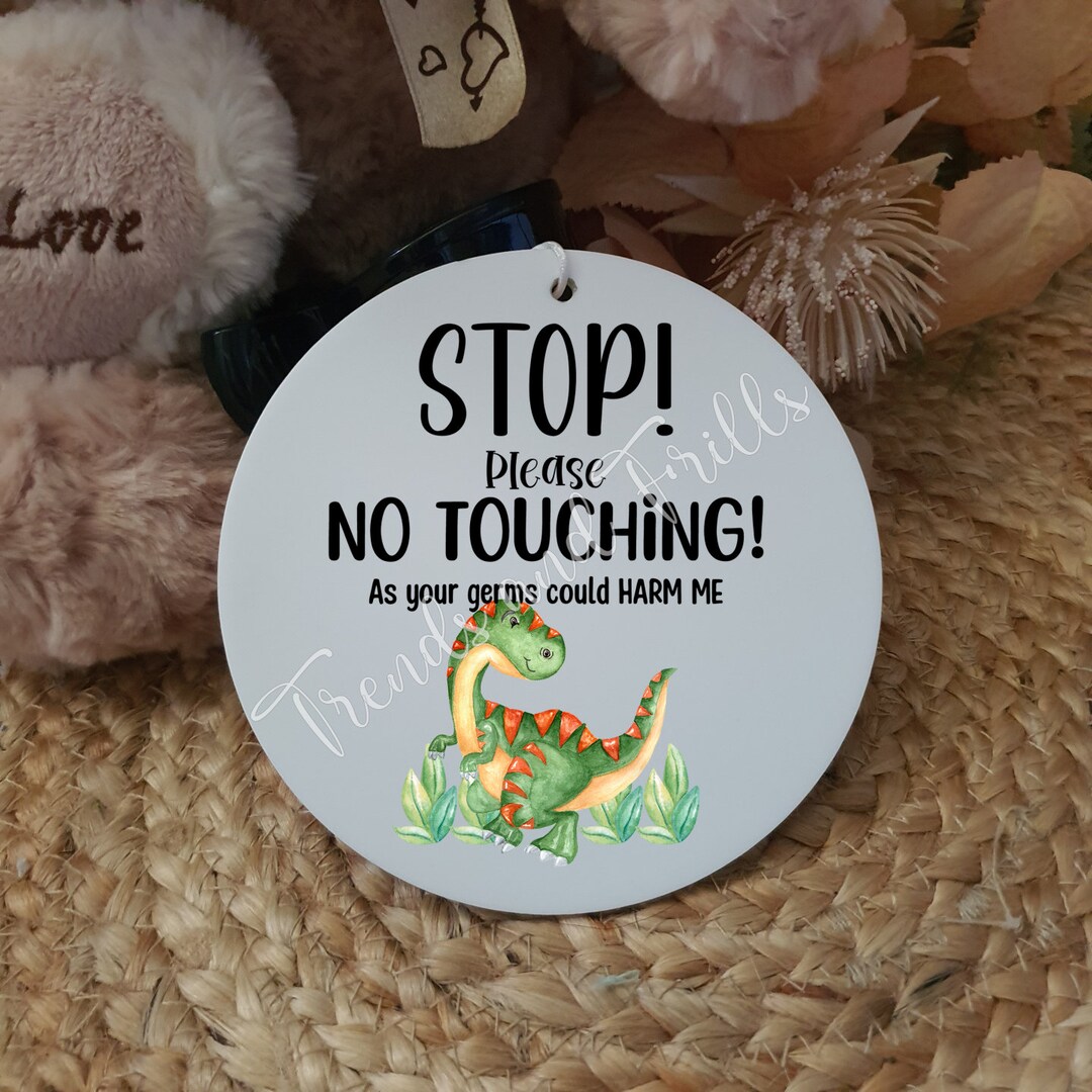 Baby Pram / Stroller / Bassinet Full Colour Clip-on Do Not Touch Germ ...