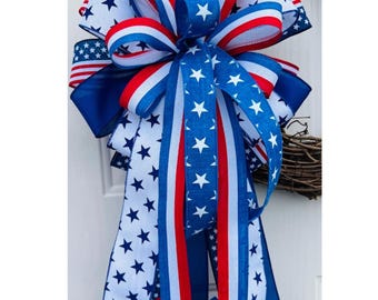 Patriotic Lantern Swag Topper | 4th of July Bow Decoration | Red White ...