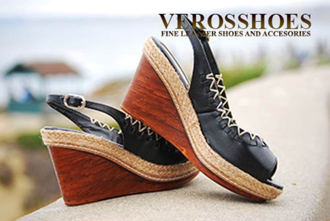 Handmade Black Leather Open Toe Wedge: Comfort Women's Shoes - Etsy