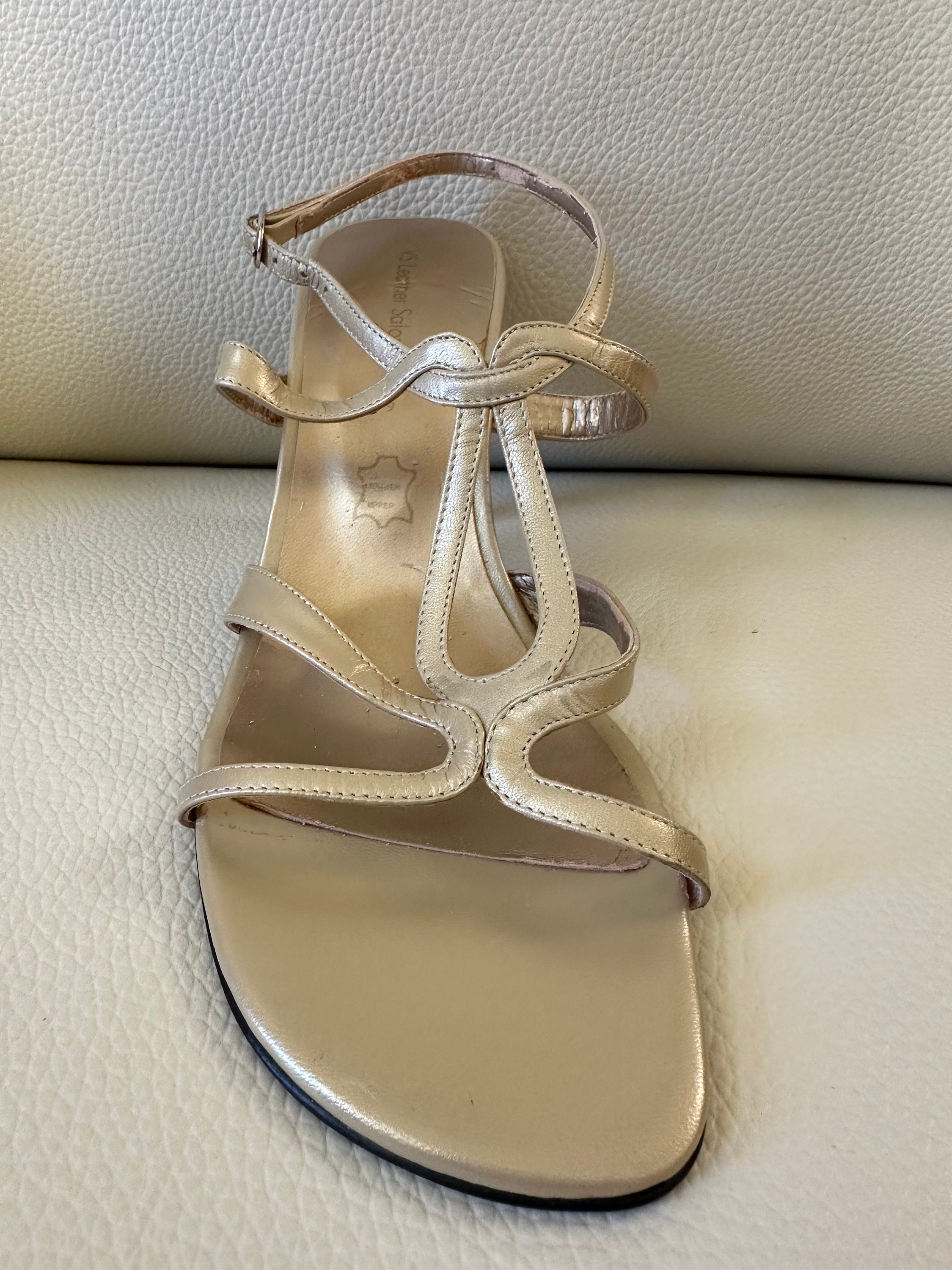 VS Leather Salon Metallic Leather Sandals - Etsy