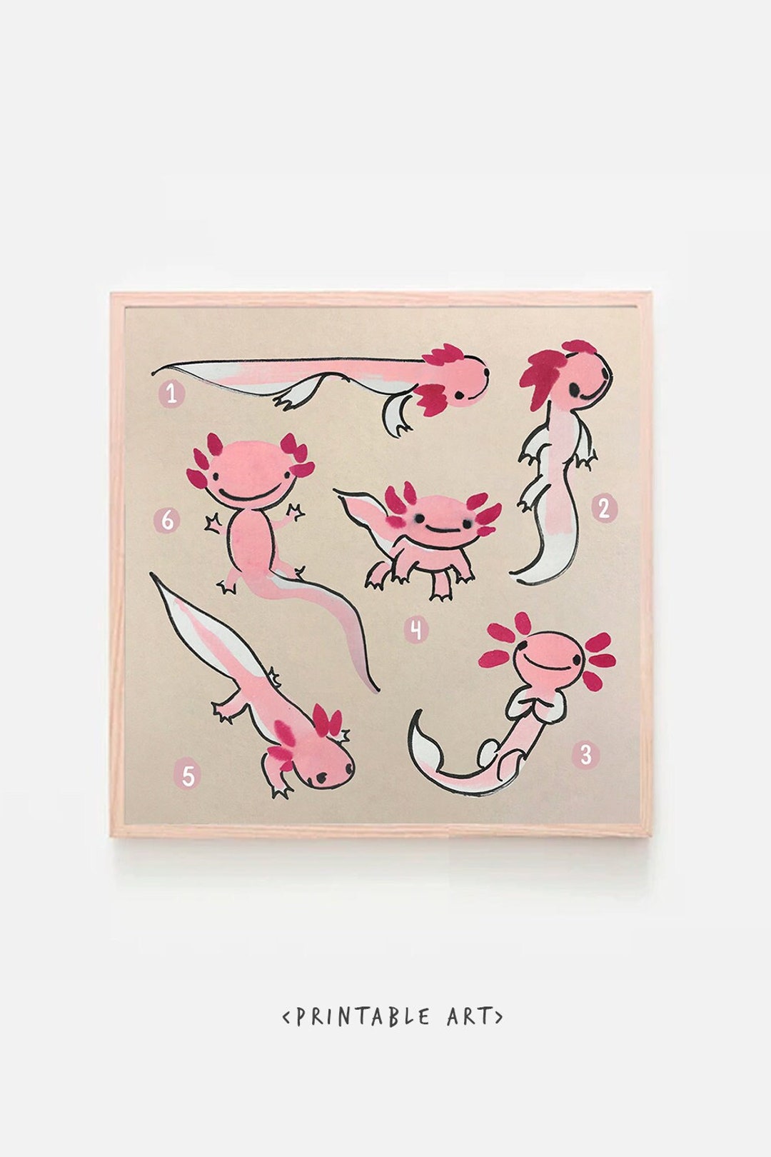 Axolotl Digital Download Print, Nursery Art, Axolotl Drawing, Axolotl ...