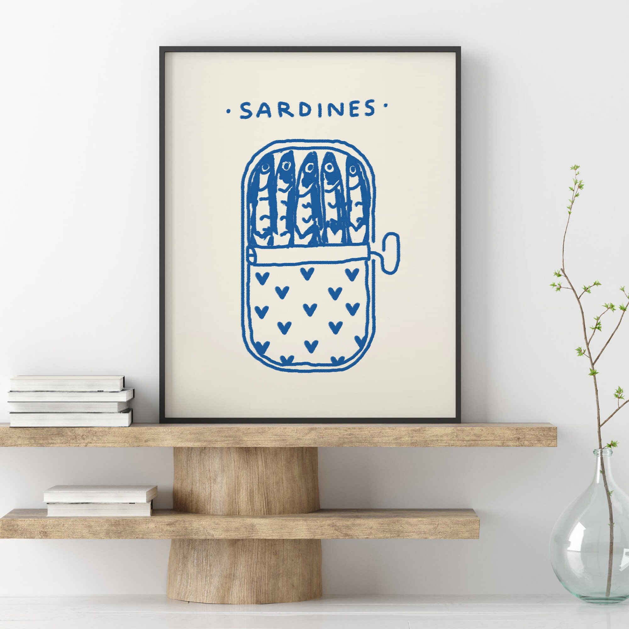 Sardines in a Heart Vintage Tin Print, Dinner Room Decor, Kitchen Wall ...