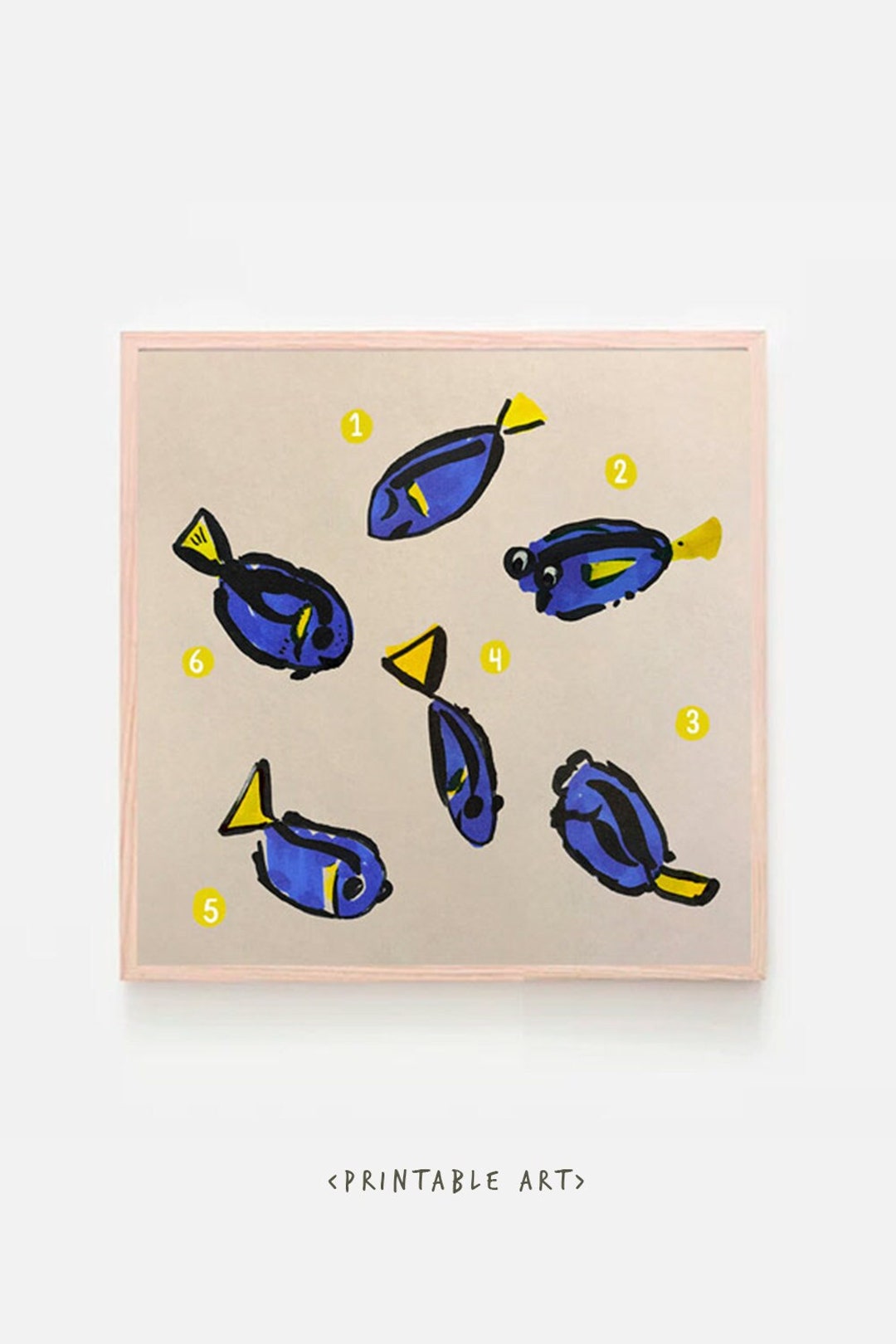 Blue Tang Cute Printable Nursery Art, Square Cute Print, Ocean Wall ...