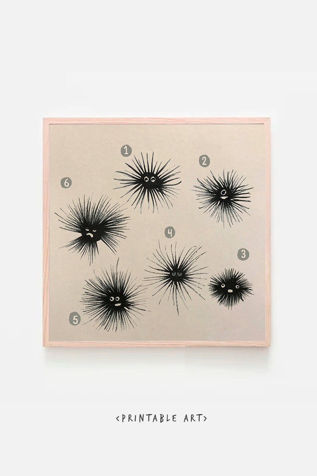 Sea Urchin Cute Printable Nursery Art, Square Cute Print, Ocean Wall ...