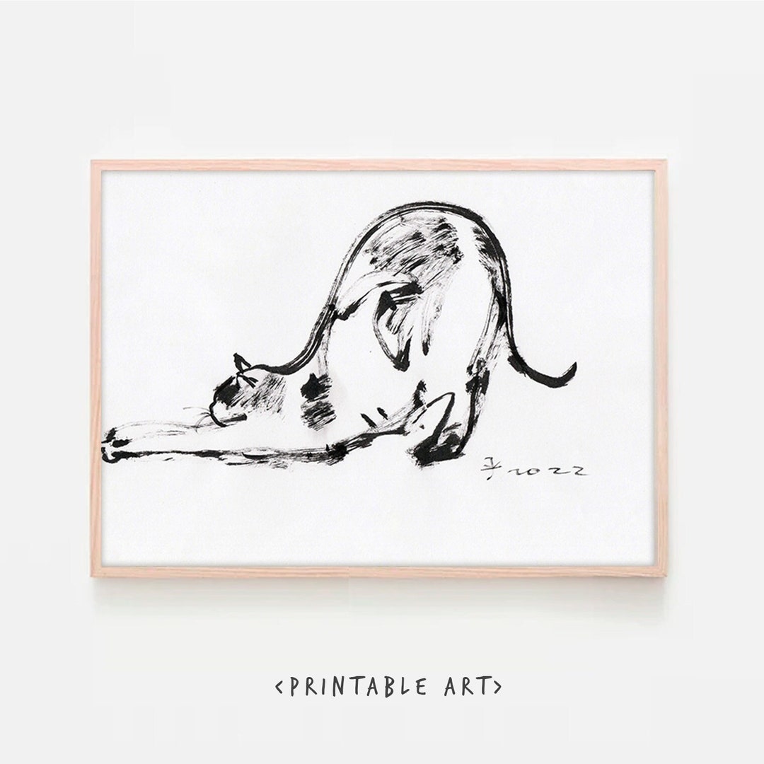 Morning Cat Wall Art Print, Printable Digital Download, Custom Cat Wall ...