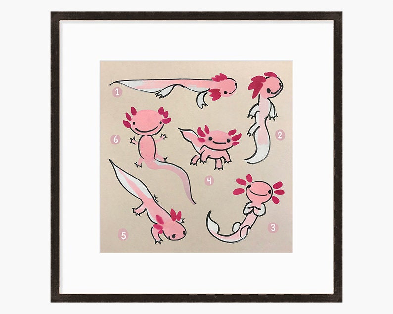 Axolotl Digital Download Print, Nursery Art, Axolotl Drawing, Axolotl ...