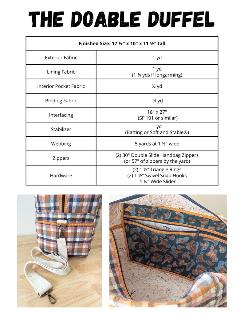 Doable Duffel - PDF Pattern - Etsy