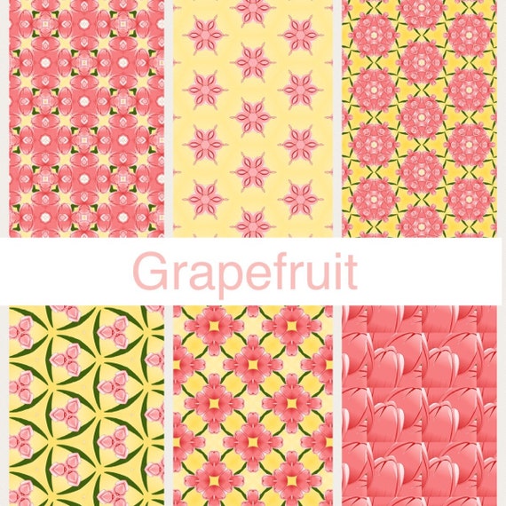 PRINTABLE Grapefruit Digital Paper Pack Scrapbook Paper Set of | Etsy