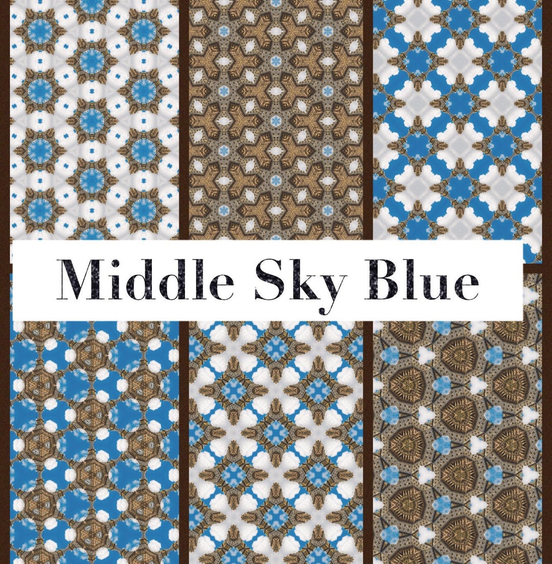 PRINTABLE Middle Sky Blue Digital Paper Pack Scrapbook Paper Set of 6 ...