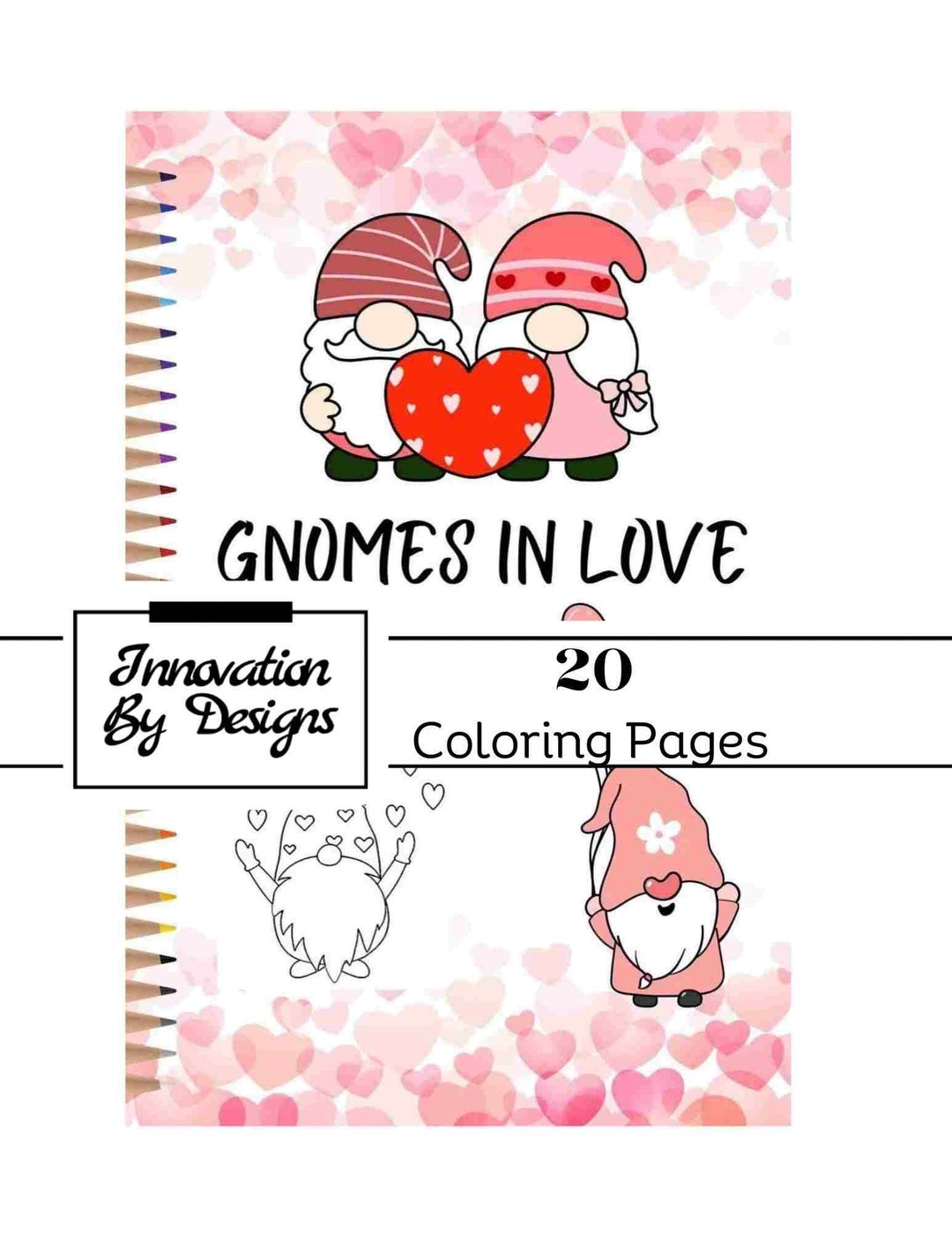 PRINTABLE "gnomes in Love" - 20 Coloring Pages Plus a BONUS Page - Etsy
