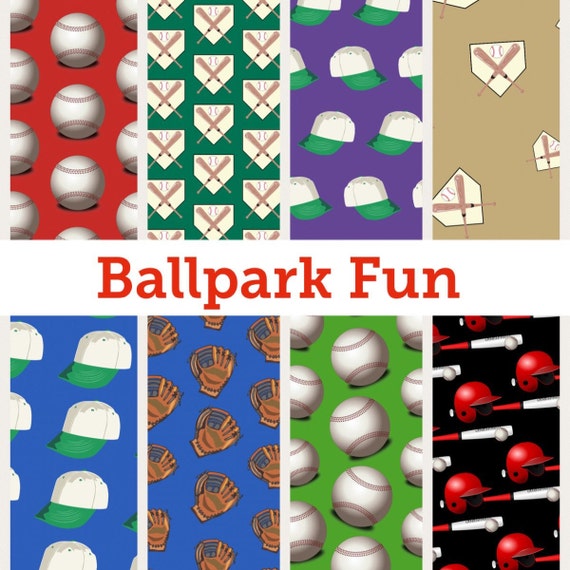 PRINTABLE Ballpark Fun Digital Paper Pack Scrapbook Paper Set | Etsy
