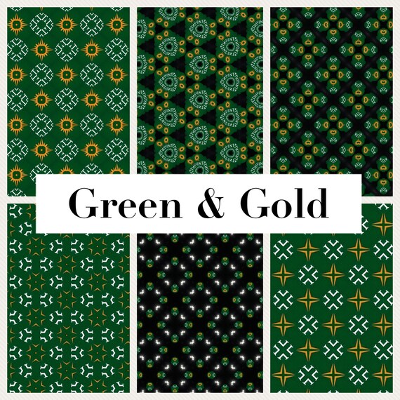 PRINTABLE Green and Gold Digital Paper Pack Scrapbook Paper | Etsy