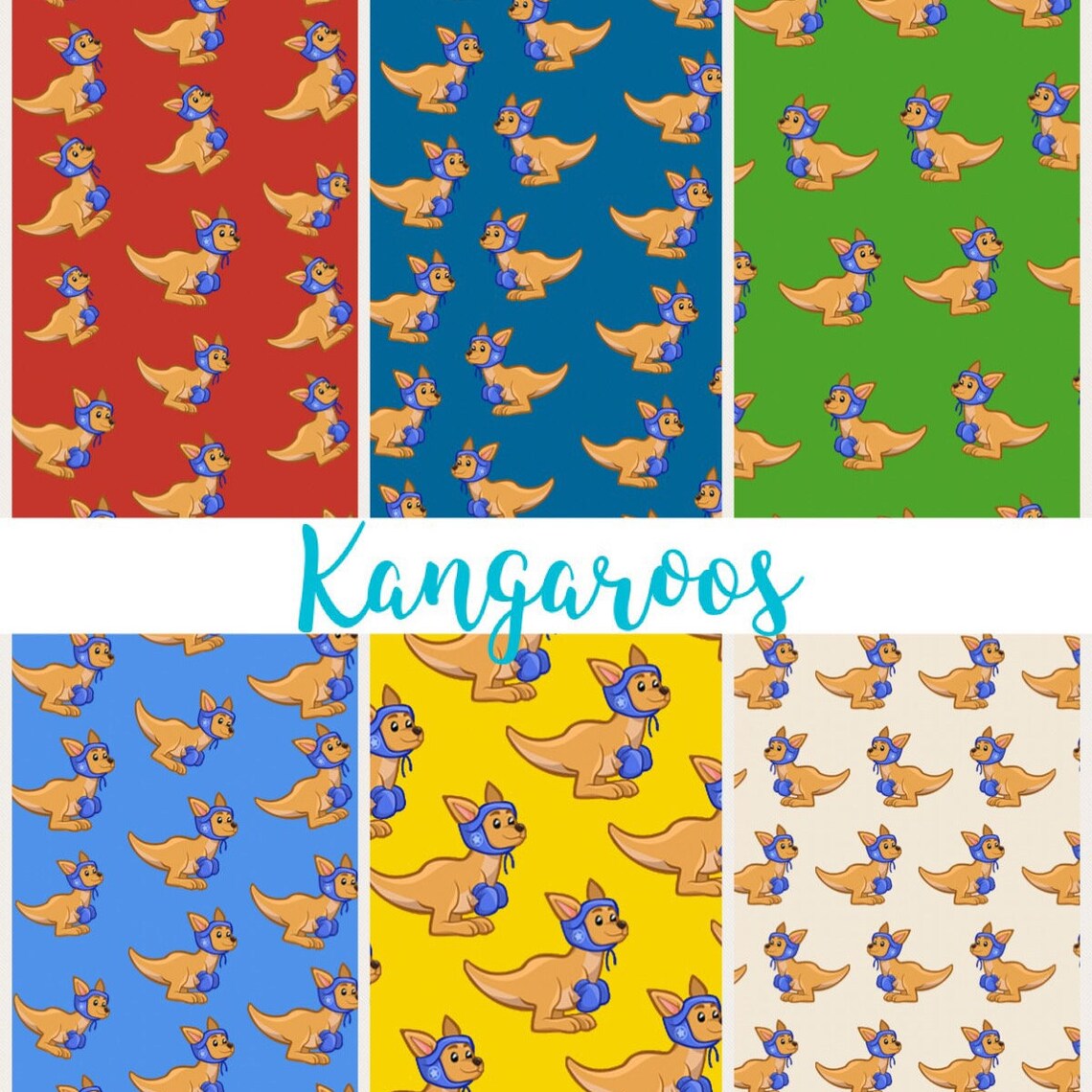 PRINTABLE Kangaroos Digital Paper Pack Scrapbook Paper Set of 6 Sheets ...