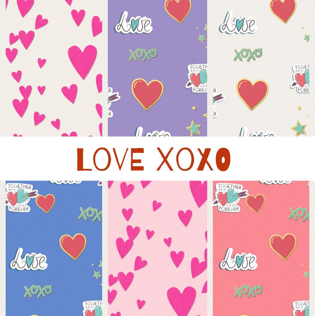 PRINTABLE Love Xoxo Digital Paper Pack Scrapbook Paper Set of 6 Sheets ...