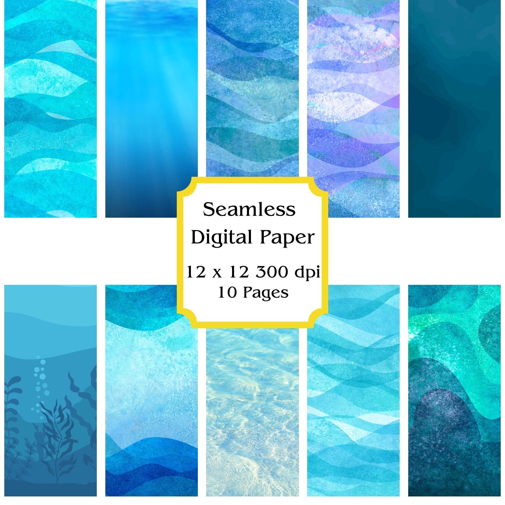 Ocean Views 12x12 PRINTABLE Scrapbook Paper Set of 10 Sheets - Etsy