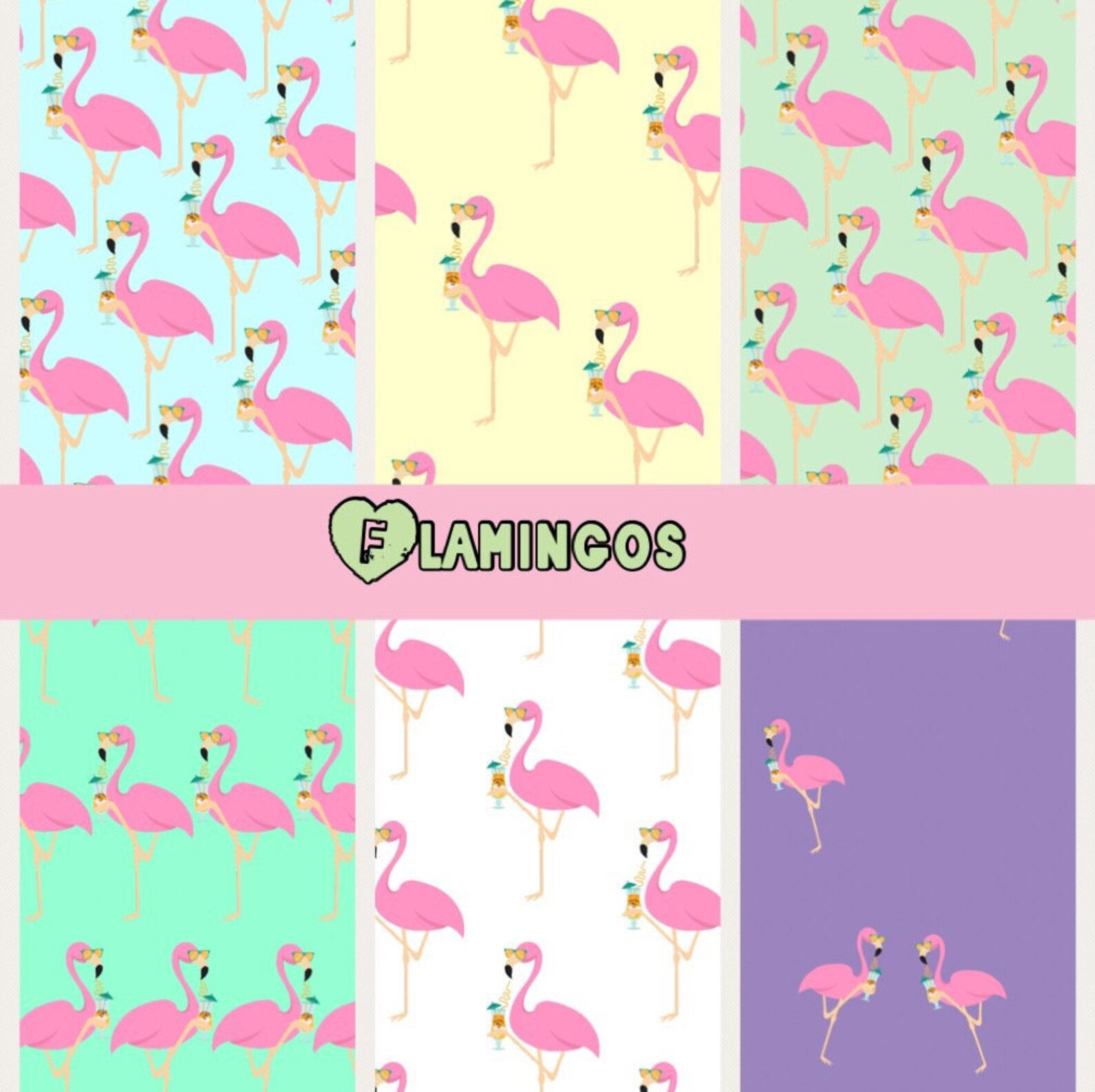 PRINTABLE Flamingos Patterns Digital Paper Pack Scrapbook Paper Set of ...