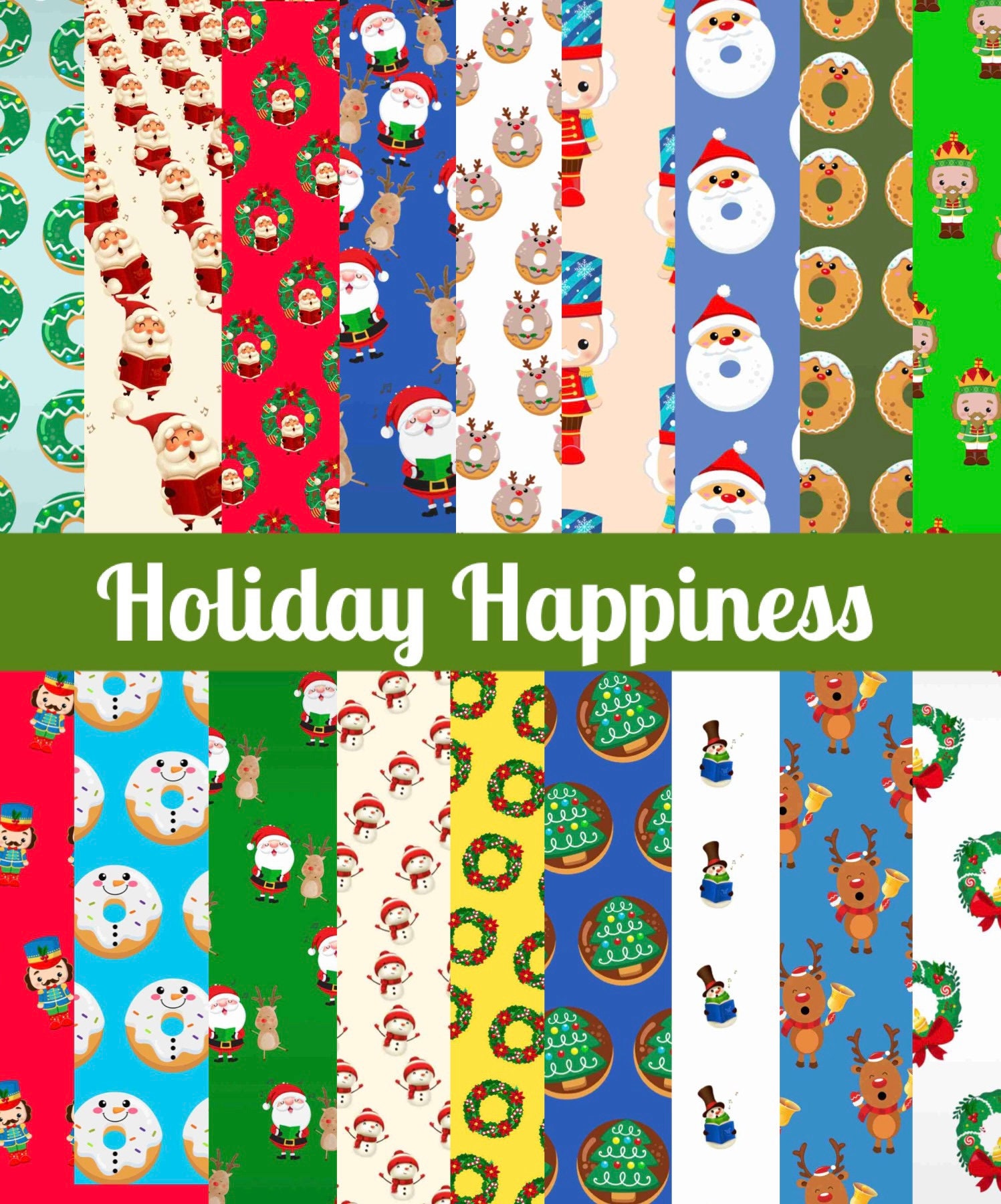 PRINTABLE Holiday Happiness Digital Paper Pack Scrapbook Paper Set of ...
