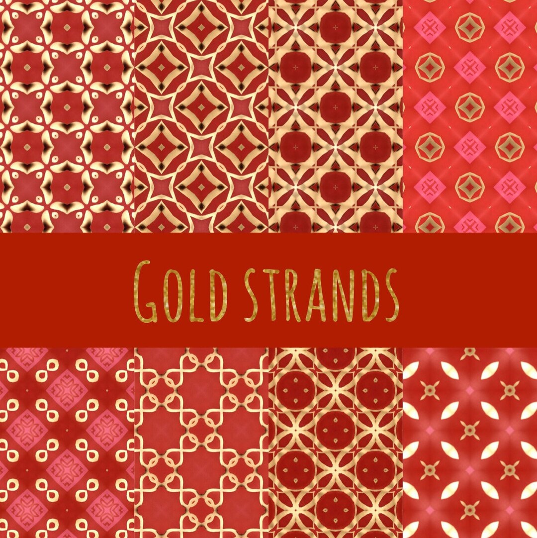 PRINTABLE Gold Strands Digital Paper Pack Scrapbook Paper Set of 8 ...