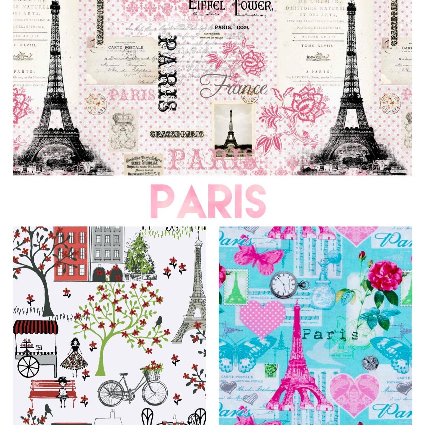 PRINTABLE Paris Digital Paper Pack Scrapbook Paper Set of 3 | Etsy