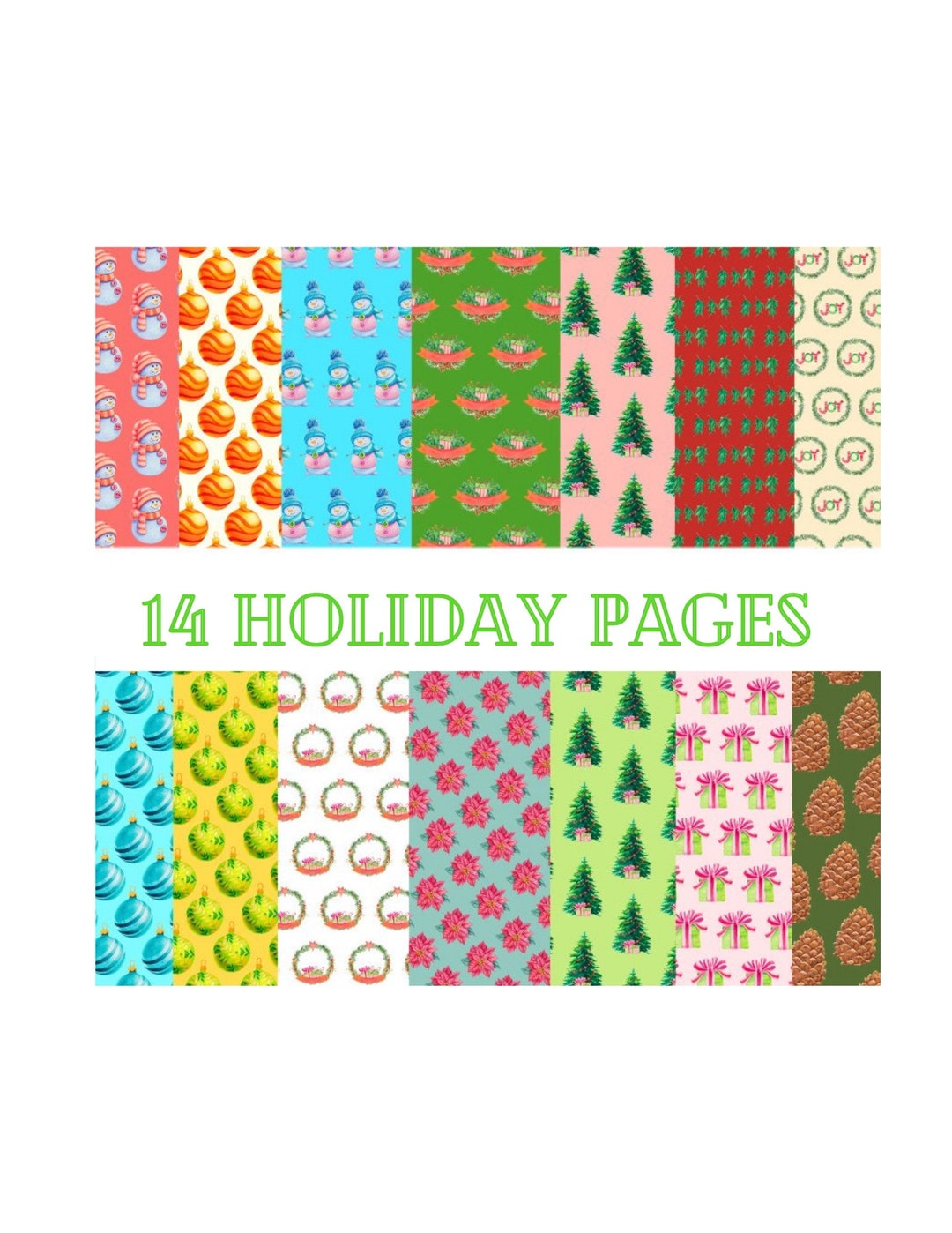 PRINTABLE 14 Holiday Pages Digital Paper Pack Scrapbook Paper Set of 12 ...