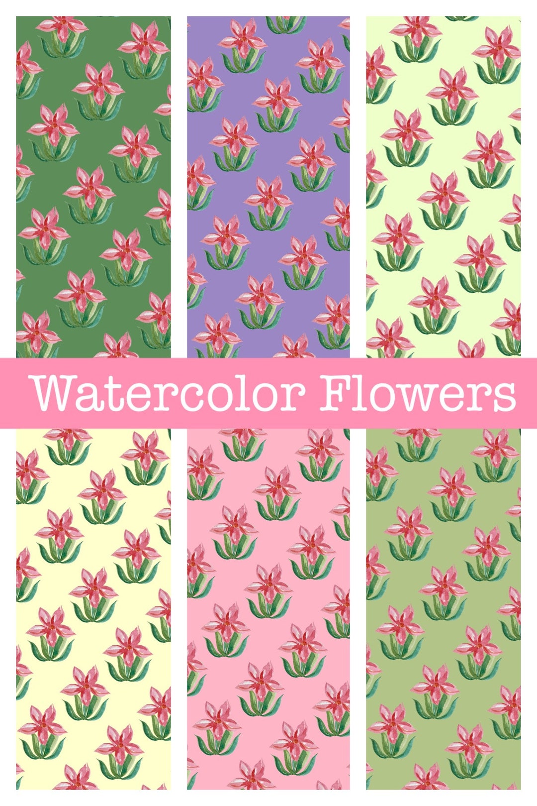 PRINTABLE Watercolor Flowers Digital Paper Pack Scrapbook Paper Set of ...