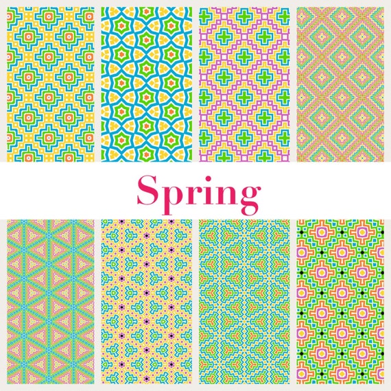 PRINTABLE Spring Digital Paper Pack Scrapbook Paper Set of 8 | Etsy