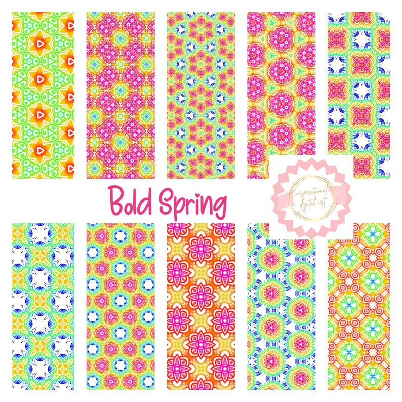 PRINTABLE Bold Spring Digital Paper Pack Scrapbook Paper Set of 10 ...