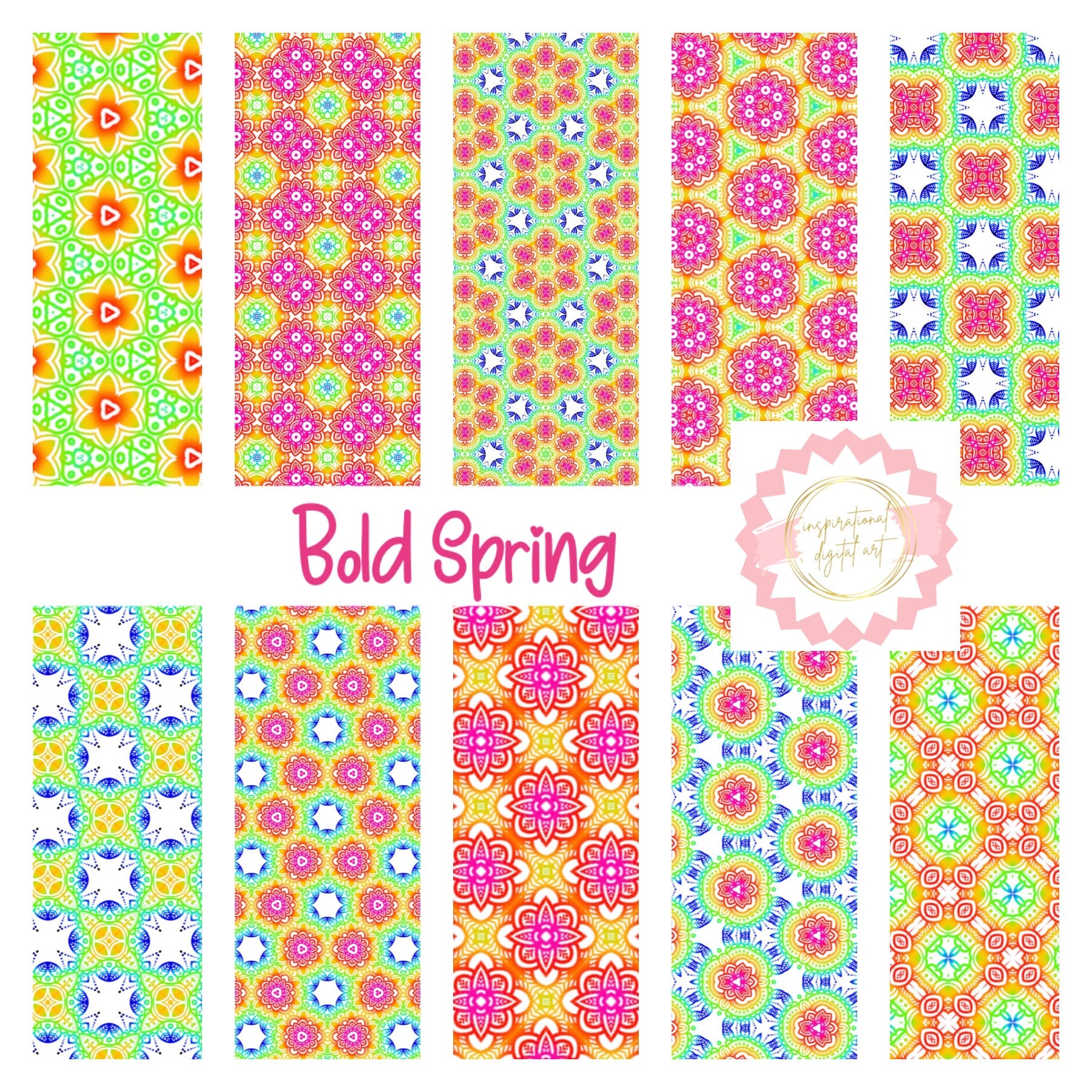 PRINTABLE Bold Spring Digital Paper Pack Scrapbook Paper Set of 10 ...