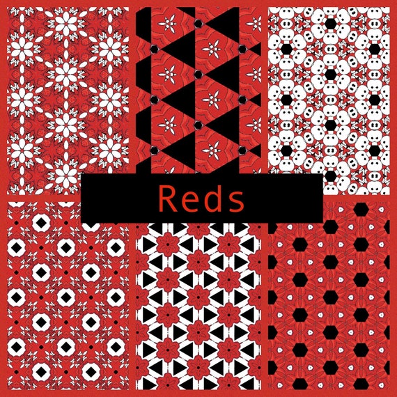 PRINTABLE Reds Digital Paper Pack Scrapbook Paper Set of 6 | Etsy
