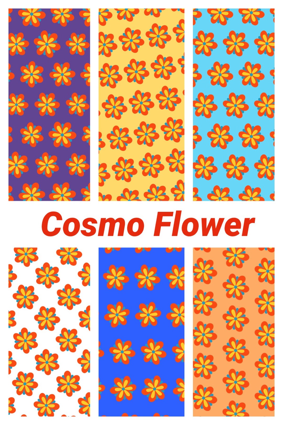 PRINTABLE Cosmo Flowers Digital Paper Pack Scrapbook Paper Set of 6 ...