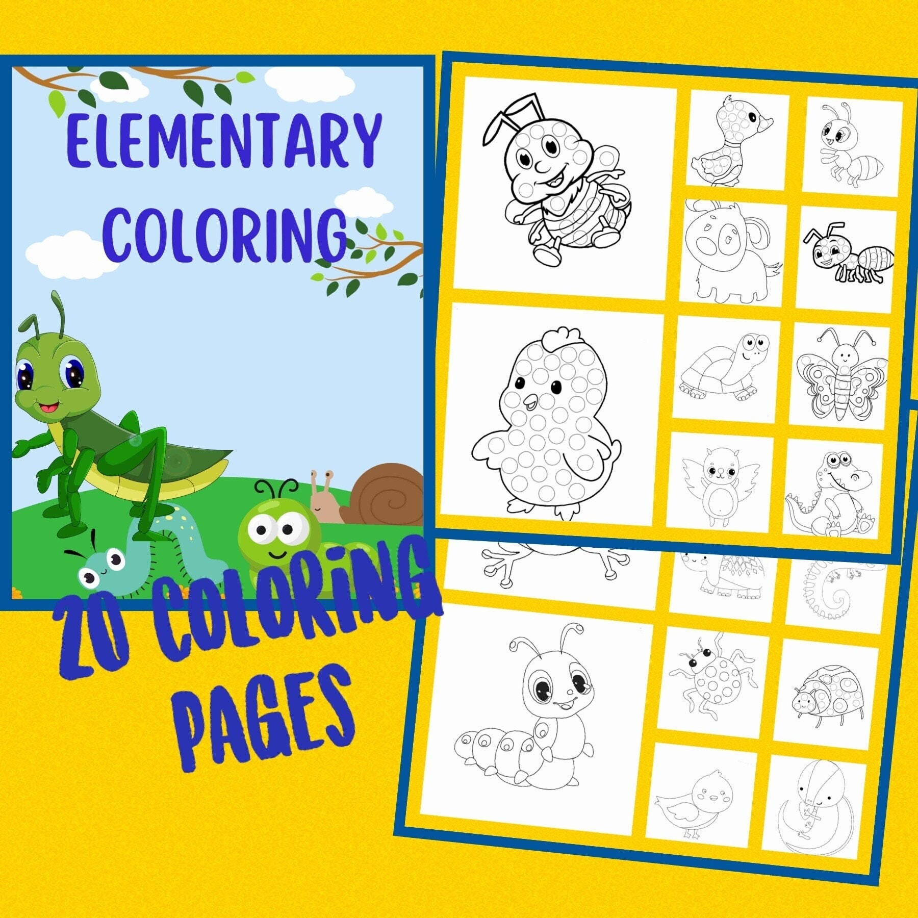 PRINTABLE "elementary Coloring" - 20 Pages of Coloring - Etsy