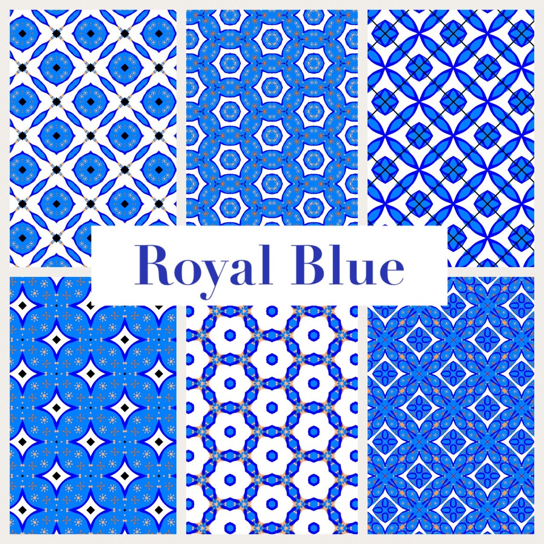 PRINTABLE Royal Blue Digital Paper Pack Scrapbook Paper Set of 6 Sheets ...