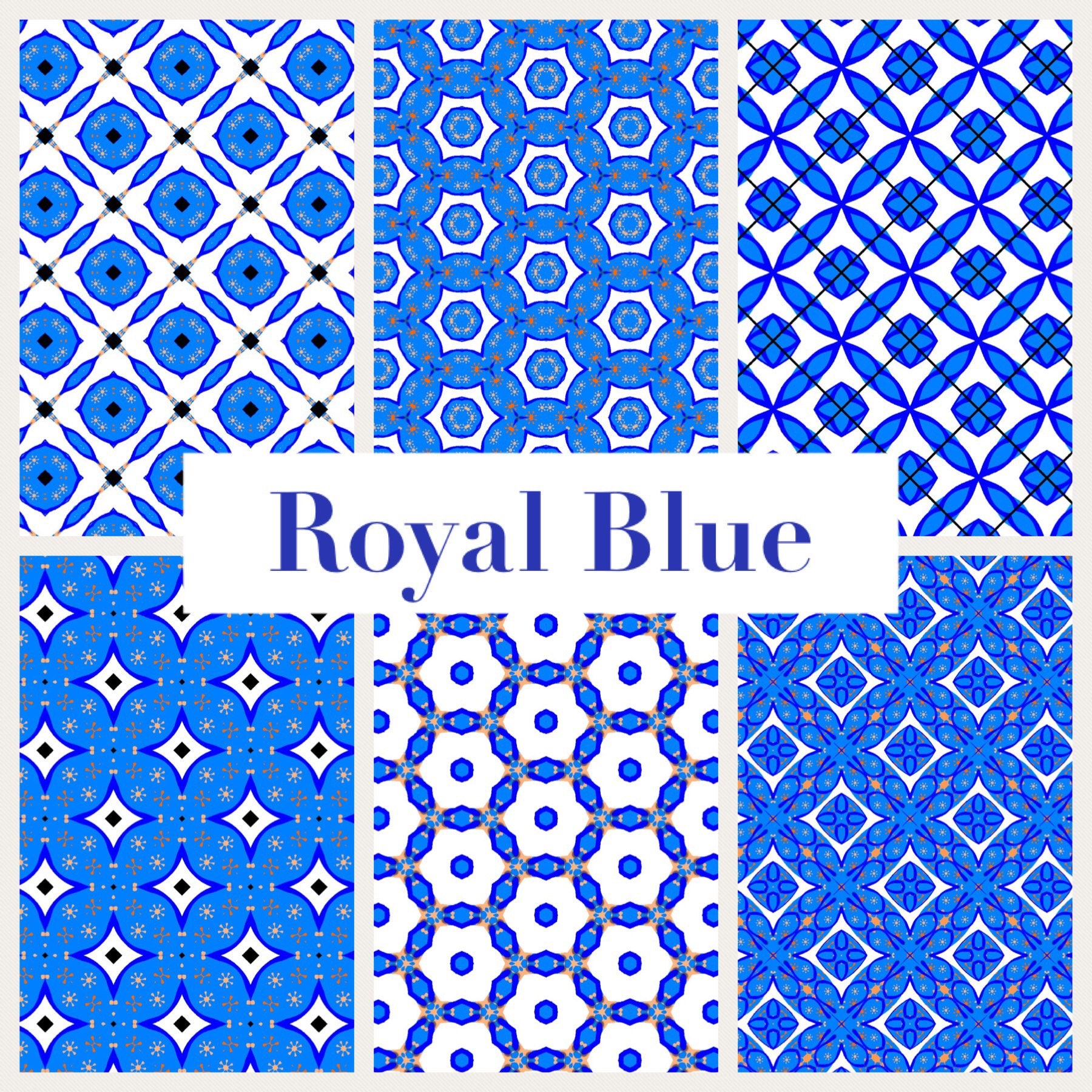 PRINTABLE Royal Blue Digital Paper Pack Scrapbook Paper Set of 6 Sheets ...
