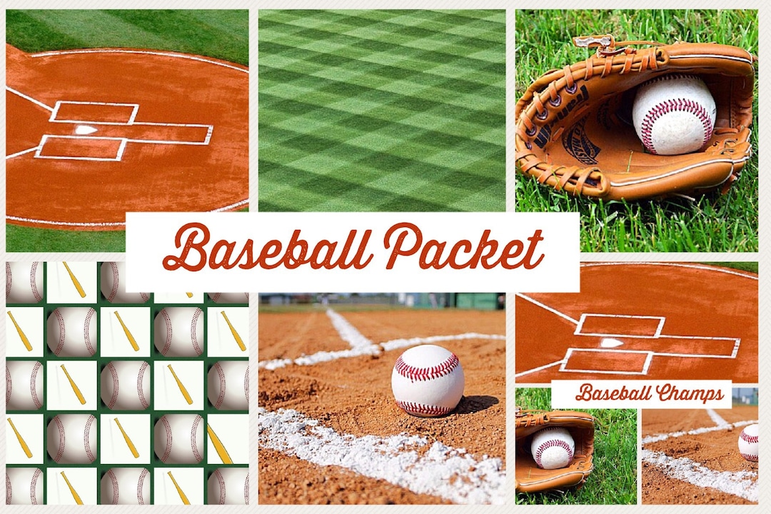 PRINTABLE Baseball Patterns, Digital Scrapbook Paper Set of 5 Sheets ...