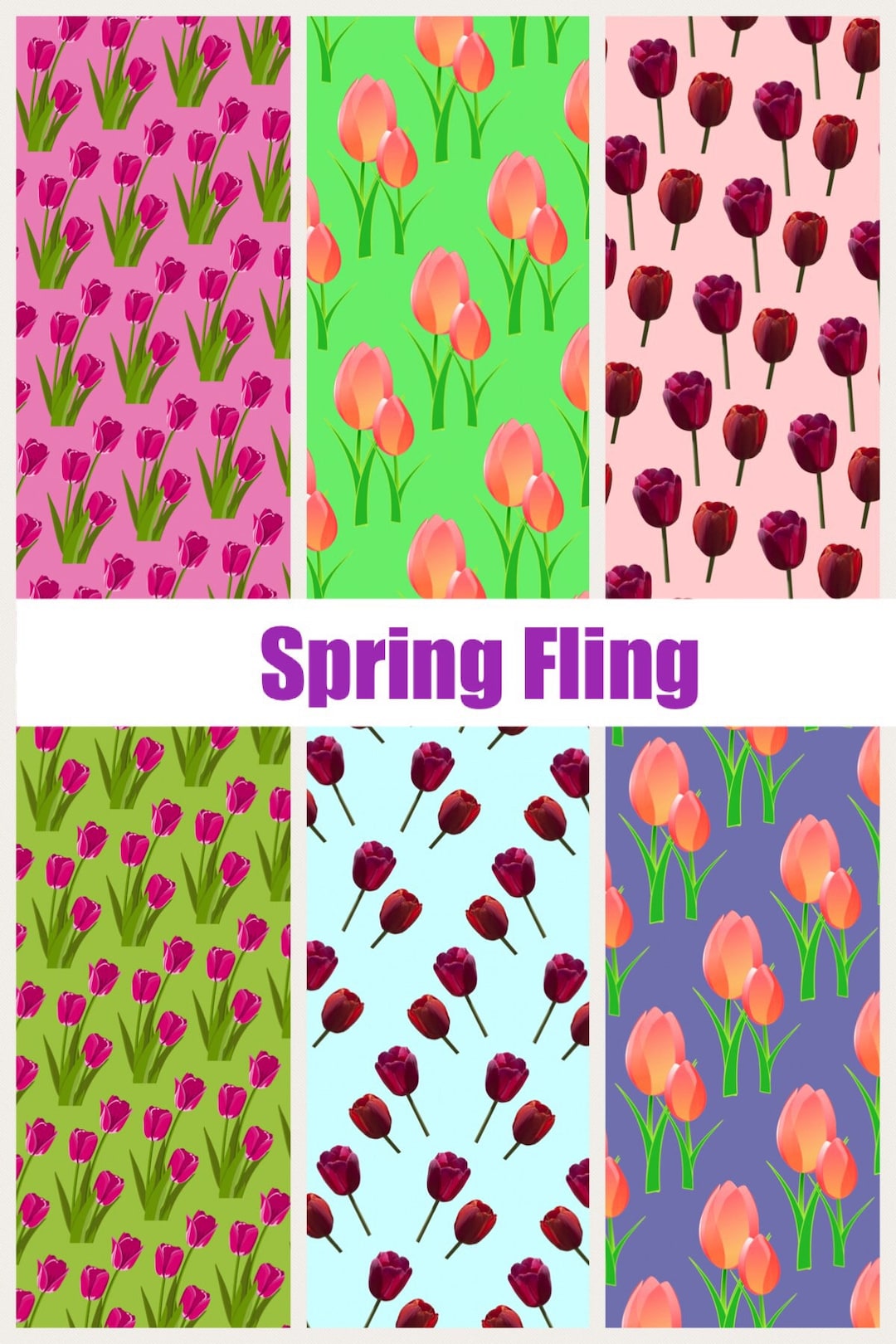 PRINTABLE Spring Fling Digital Paper Pack Scrapbook Paper Set of 6 ...